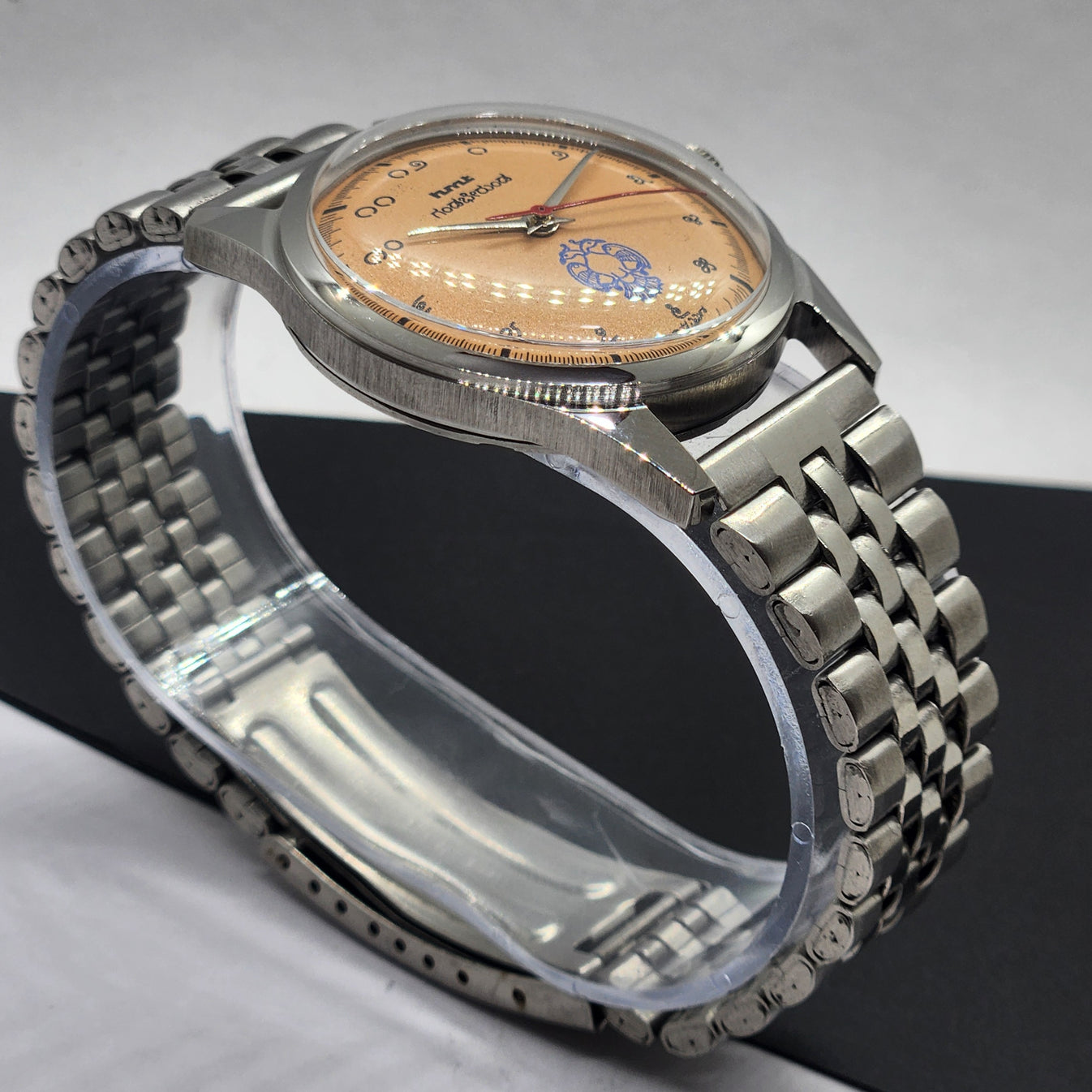Vintage MOD HMT Gandaberunda Hand Winding 17 Jewels Orange Face Jubile ...