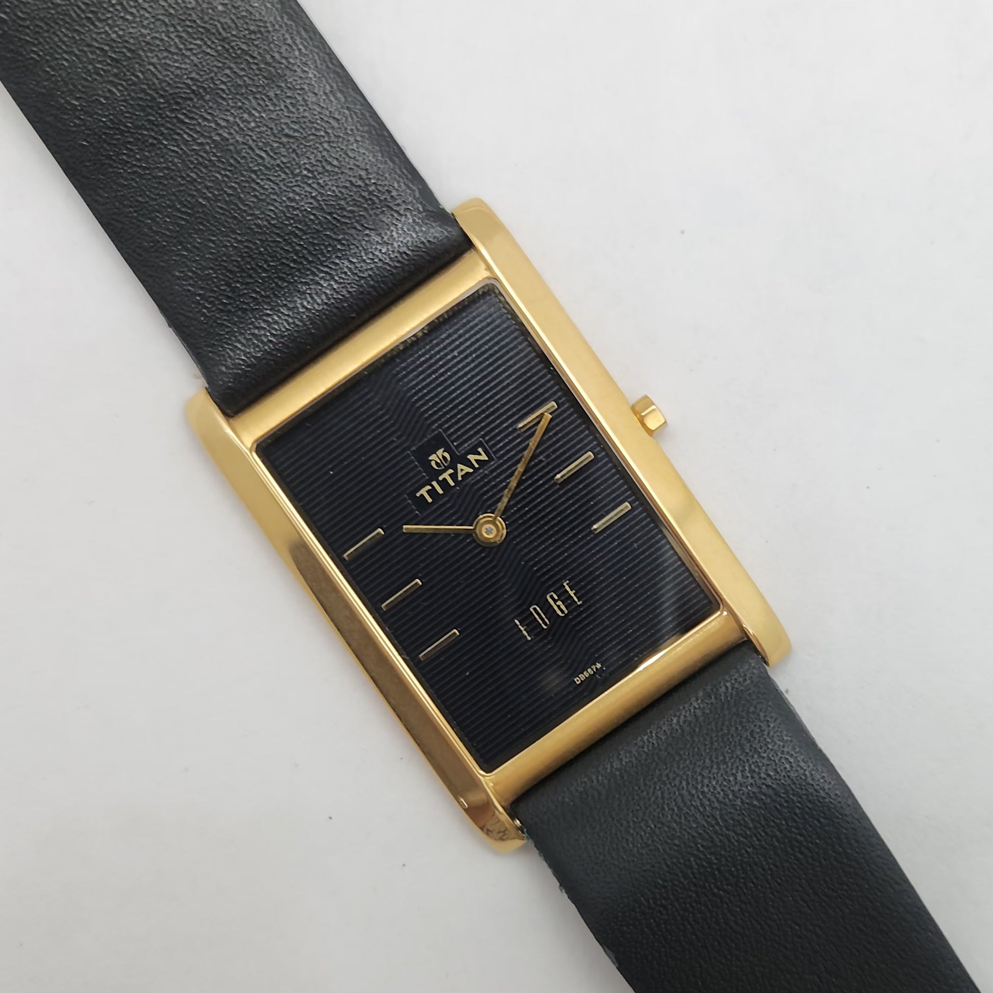 Original TITAN EDGE 1043YAB Rectangular Black Face 28MM Case Men's Wat ...